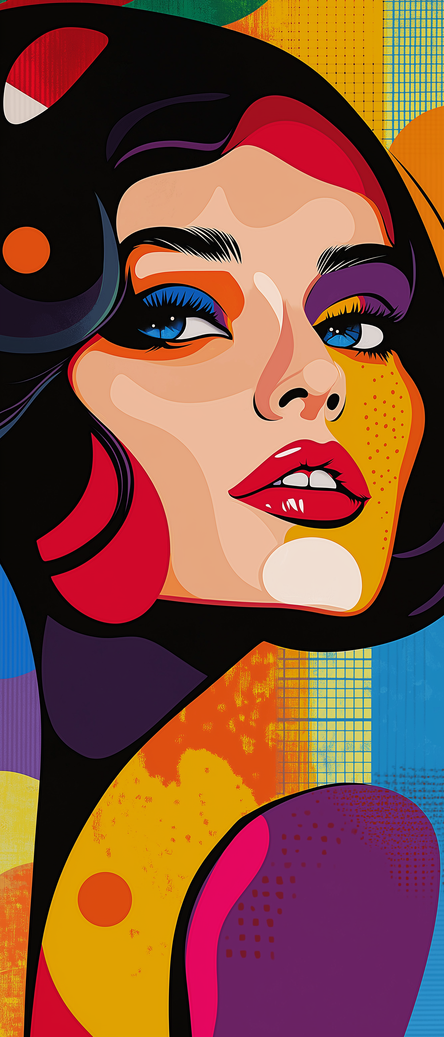 A_bold_and_colorful_retro_pop_art_portrait_vibrant_0b93 wallpaper ...